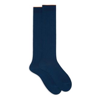 Gallo Gallo, Homme, Sous-v&ecirc;tements, Bleu, Taille: M Chaussettes Longues C&ocirc;tel&eacute;es en Coton