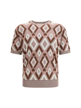 PIACENZA 1733 Diamond-Jacquard Cotton-Silk Sweater - Pink
