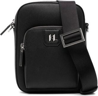 Karl Lagerfeld sacoche en cuir à motif monogrammé - Noir