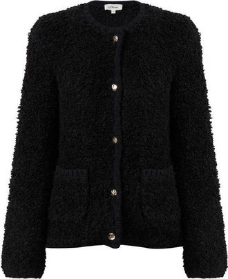 s.Oliver Cardigan Strickjacke Boucl&eacute;-Strickjacke aus Alpaka-Wollmix