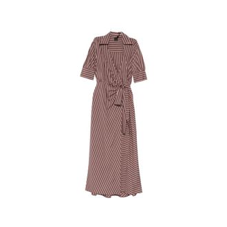 Pinko Pinko, Femme, Robes, Brun, Taille: 40 FR Striped Maxi Shirt Dress
