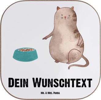 Mr. & Mrs. Panda Personalisierter Untersetzer Katze Fressen - Personalisierte Geschenke, Filzuntersetzer, Bedrucken, Bierdeckel, Blumenuntersetzer, Personalisieren, Ke