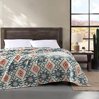 Wrangler Decke f&uuml;r Doppelbett/Queensize-Bett, ultraweiches Pl&uuml;sch-Fleece, wendbar, von Yellowstone inspiriert (Dakota-Grau, Doppelbett/Queen-Size-Bett)