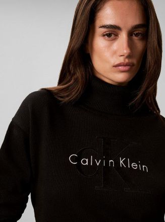 Calvin Klein Jeans Rollkragenpullover Rollkragen, breites B&uuml;ndchen, Regular Fit, Applikation & Stickerei