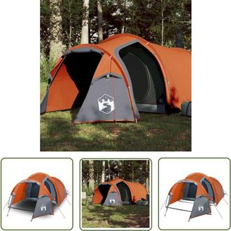 vidaXL Tunnelzelt 3 Personen Orange Wasserdicht - Tunnelzelt - Campingzelt - Drei-Personen-Zelt - Orange Zelt - Wasserdichte Unterkunft - The Living Store