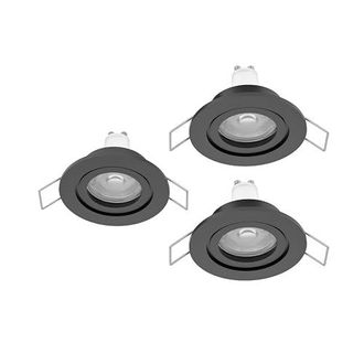 Eglo 3er Set LED Einbaustrahler Barranco, Deckenspot Badezimmer, Deckenstrahler aus Kunststoff in Schwarz, Badlampe neutralwei&szlig;, inkl. GU10 Leuchtmittel, I