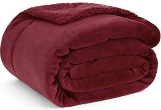 Bedsure Plaid Canape Couverture Polaire - Jete de Canape Rouge 150x200, Plaid Canap&eacute; Sherpa 2 Personnes Doux et Chaude