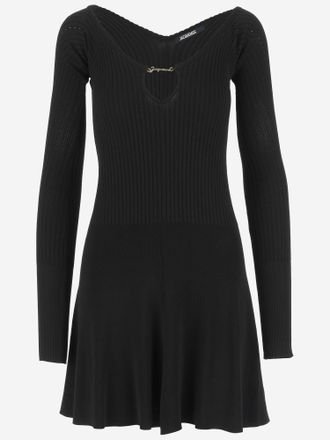 Jacquemus Womens Mini Dress Pral&ugrave; Black Viscose