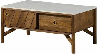 Massivmoebel24 Couchtisch Mango 100x60x45 braun ge&ouml;lt / echter Marmor los angeles 05