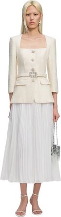Self Portrait Femme, Robes, Beige, Taille: 40 FR Boucle Long Sleeve Chiffon Midi Dress