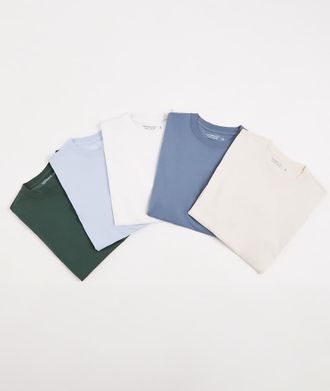 Abercrombie & Fitch 5er-Pack T-Shirts in Blau/Beige/Wei&szlig;-Bunt