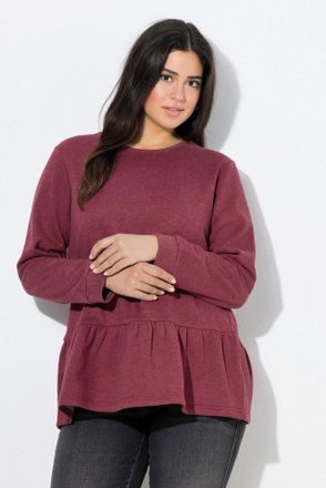 Ulla Popken Sweatshirt Sweatshirt Volantsaum A-Linie Rundhals Langarm