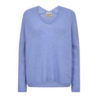 Mos Mosh MOS Mosh, Femme, Pulls, Bleu, Taille: 40 FR Pull doux &agrave; col en V Hydrangea