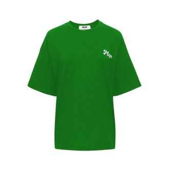 Msgm Msgm, Homme, Tops, Vert, Taille: L T-shirt en coton vert pour femmes