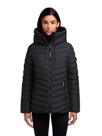 Khujo Damen Winterjacke warme Steppjacke mit Zwei-Wege-Rei&szlig;verschluss und Verstellbarer, hochschlie&szlig;ender Kapuze Pace-YM Black Gr. S