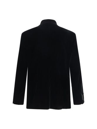 Giorgio Armani Mens Blazer One Shot Stretch Viscose And Cupro Velvet Nero Viscose; Cupro; Elastane Blazers & Vests