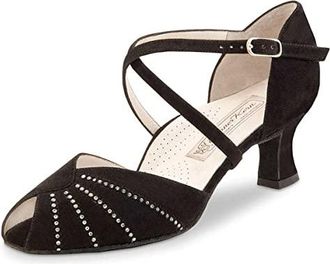 Werner Kern Chaussures de danse Sonia pour femme - En daim noir - Normal - Talon évasé de 5 cm - Fabriquées en Italie, Noir, 36 EU