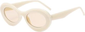Generic Lunettes De Soleil Ovales R&eacute;tro For Femmes, Protection UV400, Lunettes De Soleil For Hommes For La Conduite Et Les Sports De Plein Air(White)