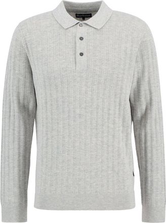 Barbour Strick-Poloshirt aus einem Woll-Mix mit Waffelstruktur in