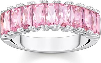 Thomas Sabo Thomas Sabo Damen Ring aus Sterling-Silber mit Zirkonia-Steinen in Pink, Gr. 54, TR2366-051-9-54