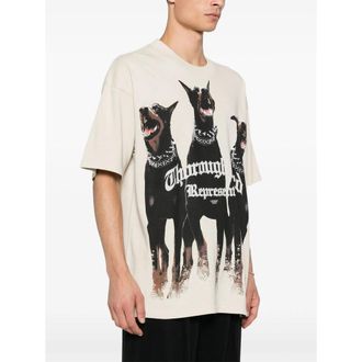 Represent Dog Print Cotton T-Shirt - Beige