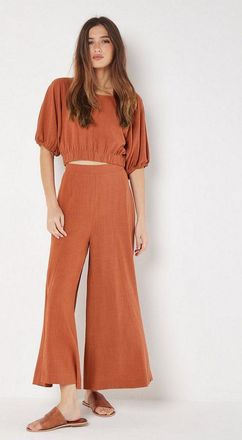 Apricot Klassische Bluse Crop-Top mit Ballon&auml;rmeln