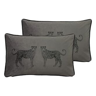 furn. Evans Lichfield Savanna Leoparden Polyester gefüllte Kissen (Twin Pack), Steel, 30 x 50cm, 2