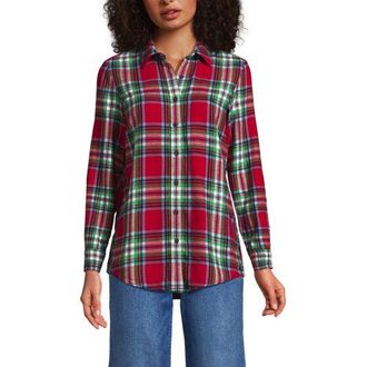 Lands End Boyfriend-Bluse aus Flanell, Damen, Gr&ouml;&szlig;e:36-38 regular, Rot, Baumwolle, by Lands End
