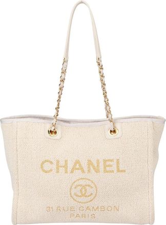 Chanel Crossbody Bags - Chanel White Christmas Gold Tone Glitter Deauville - Gr. unisize - in Beige - f&uuml;r Damen