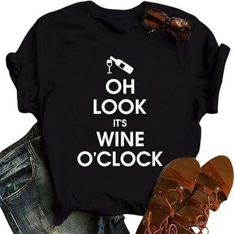 Keephen Verre &agrave; Vin T-Shirt pour Femmes Nouveaut&eacute; Verre &agrave; Vin Impression 3D T-Shirts &Eacute;t&eacute; Col Rond Manches Courtes Chemises &Eacute;t&eacute; Tee Casual Tops