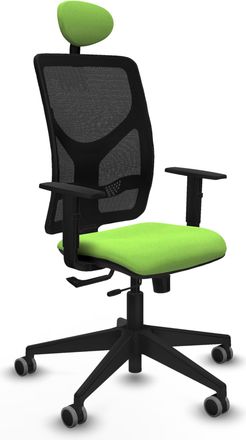 Piqueras y Crespo Stuhl mit leisen Rollen, 1D-Arme, h&ouml;henverstellbare Lendenwirbelst&uuml;tze und festes Kopfteil, ausgestattet mit Syncro/Traslack und Schneideschaum, Schwa