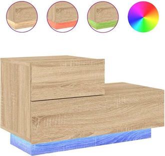 vidaXL Nachttisch mit LED-Leuchten Sonoma-Eiche 70x36x40,5 cm Vidaxl