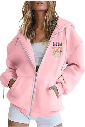 Generic Veste de surv&ecirc;tement &agrave; capuche pour femme - Veste &agrave; capuche surdimensionn&eacute;e - Fermeture &eacute;clair - Veste de sport - Manches longues - Veste de surv&ecirc;teme