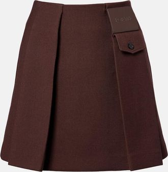 Loewe Minirock aus Wolle und Seide mit Leder