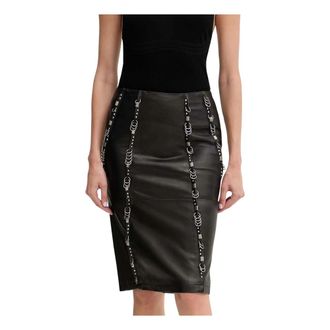 Patrizia Pepe Midi-Lederrock mit Piercings - - Skirts - Damen - Schwarzk - XS