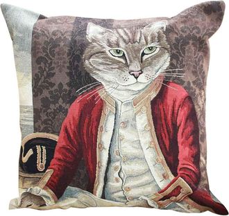 Mars & More Gobelin Kissen Katze im roten Leibrock ca. 45x45cm