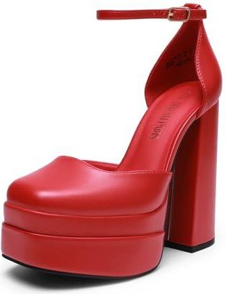 Dream Pairs Plateforme Sdpu2319w pour femme, rouge, 43 EU