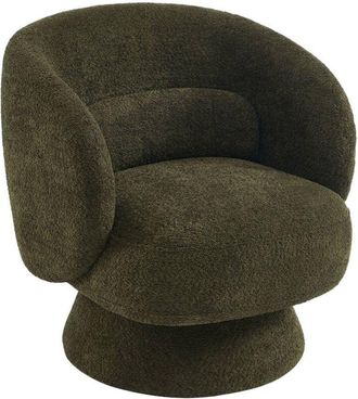 Sweeek Fauteuil pivotant. rotatif 360&deg; en tissu avec coussin kaki - L 76 x P 76 x H 76.5cm - Elias