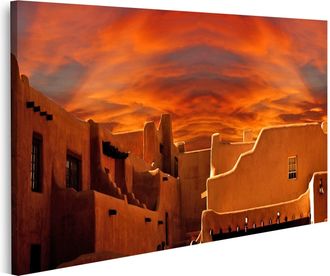 Islandburner Bild auf Leinwand Santa Fe Museum Stilisierte Panoramablick New Mexico Kunst S Bilder Wandbilder Poster INOZ-1P