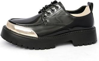 Generic Mocassins à enfiler en cuir verni pour homme - Mocassins tendance - Pour les affaires et les loisirs, Noir, 42 2/3 EU