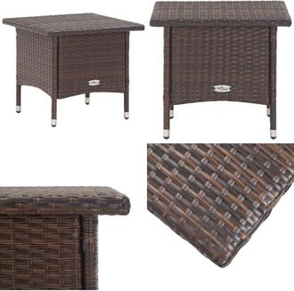 vidaXL Beistelltisch Braun 50x50x47 cm Poly Rattan - Beistelltisch - Gartentisch - Terrassenm&ouml;bel - Outdoor M&ouml;bel - Rattan Tisch - Home & Living