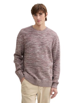 Tom Tailor Herren Strickpullover aus Baumwolle, 36854 - Dark Rose Grey Mouline, M
