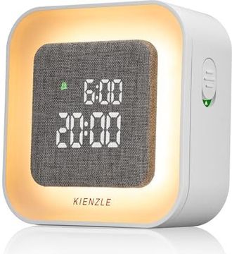Kienzle R&eacute;veil Lumineux avec lumi&egrave;re LED simulateur daube, lumi&egrave;re dambiance r&eacute;glable, Fonction veilleuse, luminosit&eacute; Auto de laffichage, Blanc