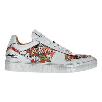 Philipp Plein unisex, Chaussures, Gris, Taille: 37 EU Mirror Leather Low Top Baskets Golden Eagle