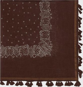 Gerard Darel Carr&eacute; imprim&eacute; en coton et soie - DONIA - Marron