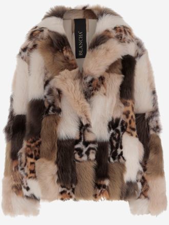 BLANCHA Color Block Shearling Veste