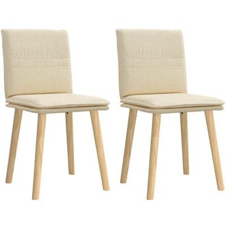 vidaXL Vidaxl - Chaises &agrave; manger lot de 2 cr&egrave;me tissu