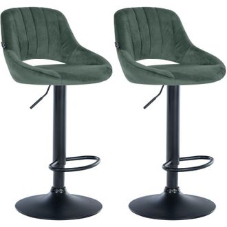 Clp Lot de 2 tabourets de bar Milet en velours Vert M&eacute;tal noir mat