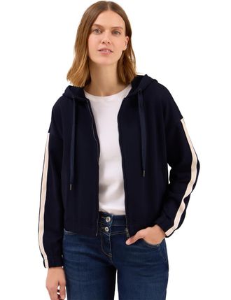Cecil Damen 2515539 Sweatjacke mit Gallostreifen, urban Dark Blue, XXL