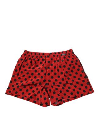 Dolce & Gabbana Mens Red Silk Polka Dot Boxer Shorts Underwear Black And